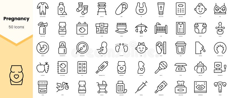 Set of Pregnancy Icons. Simple Line Art Style Icons Pack Stock Vector ...