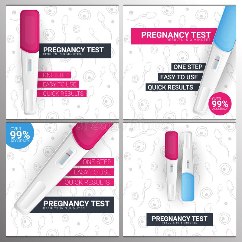 Pregnancy Test Banner with Hand Draw Background. Stock Vector ...