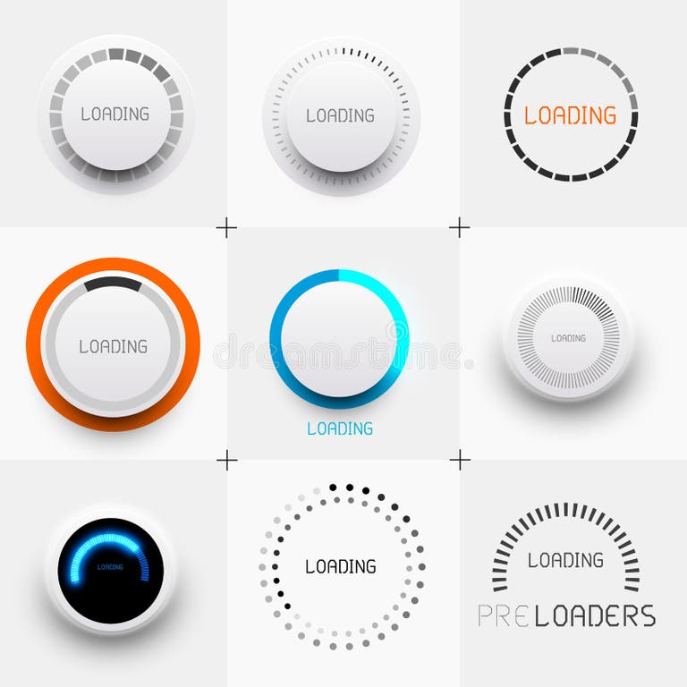 Set of Preloaders - for Progress Loading Items Stock Vector ...