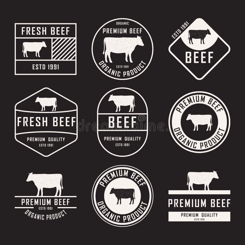 Set of Premium Beef Labels, Badges and Design Elements. Vector ...
