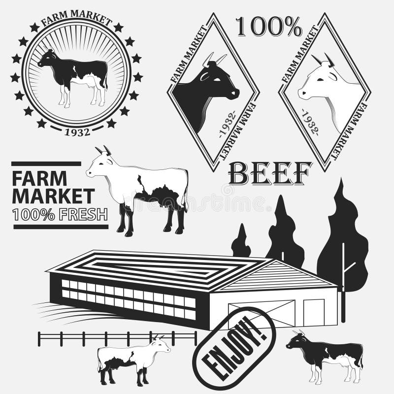 Set of Premium Beef Labels, Badges and Design Elements. Vector Stock ...