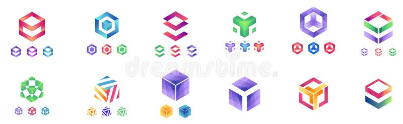 Set of Premium Box Logo Design Stock Illustration - Illustration of ...