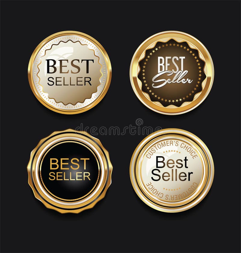 Set of Premium Golden Labels Stock Illustration - Illustration of ...