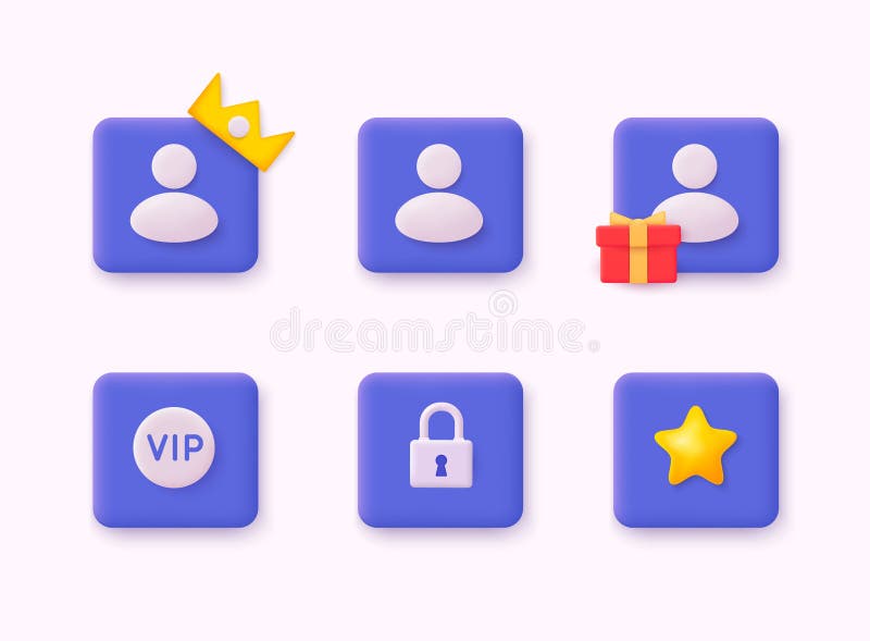 Set of Premium, Priority and VIP Member Accounts. 3D Web Vector ...