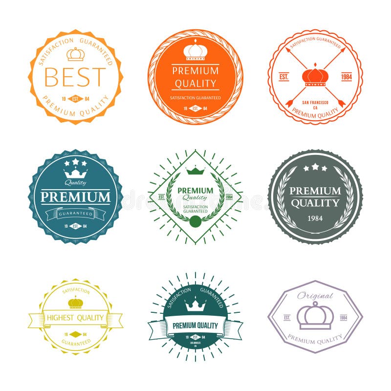 Premium Quality Labels and Badges Vector Stock Vector - Illustration of ...