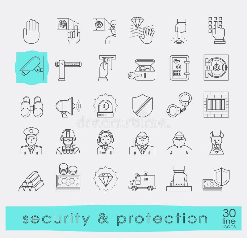 Set of Premium Quality Line Security and Protection Icons. Stock Vector ...