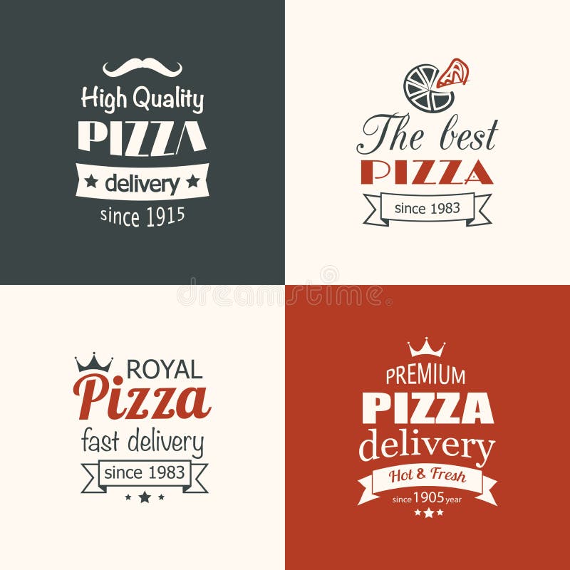 Set of Pizza Logo, Badges, Banners, Emblem for Fast Food Restaurant ...