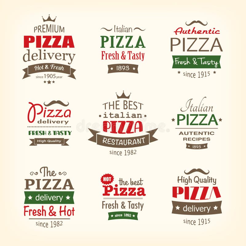 Pizza Labels, Badges And Design Elements. Vintage Style. Stock Vector ...
