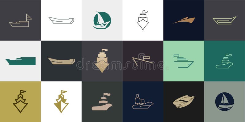 Set of Premium Ship logo stock vector. Illustration of icon - 181589381