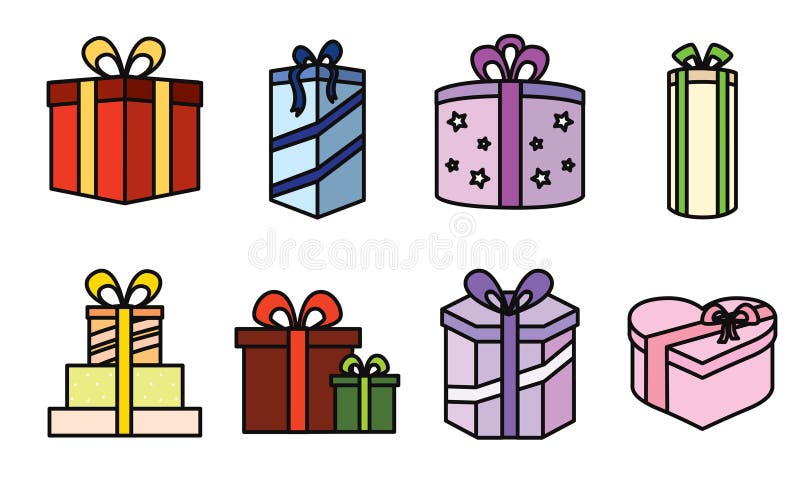 Set of Present Icons Vector Stock Vector - Illustration of collection ...