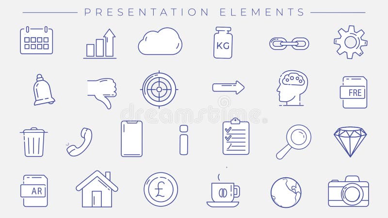 Set of Presentation Elements Line Icons on the Alpha Channel. Stock ...