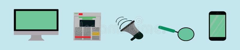 Set of Press Release Cartoon Icon Design Template with Various Models ...