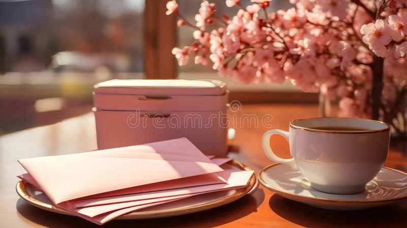 A Set of Pretty Stationery and Envelopes. Generative AI. Stock ...