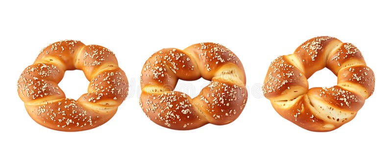 Set of Pretzels in Five Different Poses on Transparent Background for ...