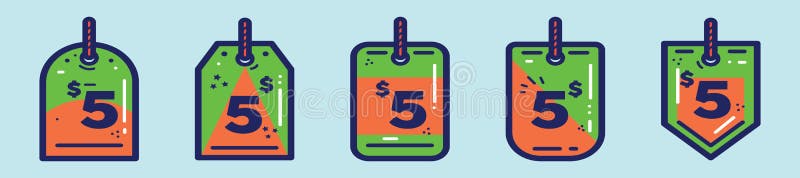 Set of Price Flash Cartoon Icon Design Template with Various Models ...