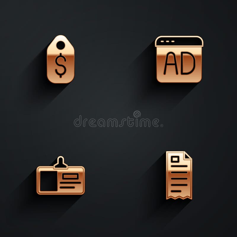 Set Price Tag with Dollar, Advertising, Identification Badge and ...