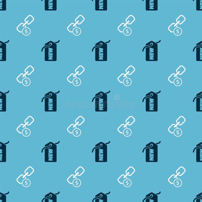 Set Price Tag with New and Chain Link and Coin on Seamless Pattern ...