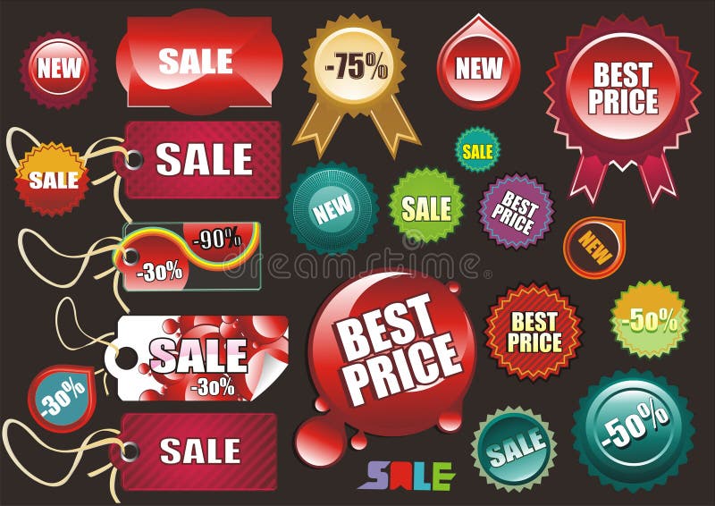Set of price tags stock illustration. Illustration of icon - 10604859