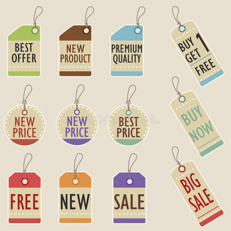 Set of Price Tags with Different Shape and Text Vector Illustration ...