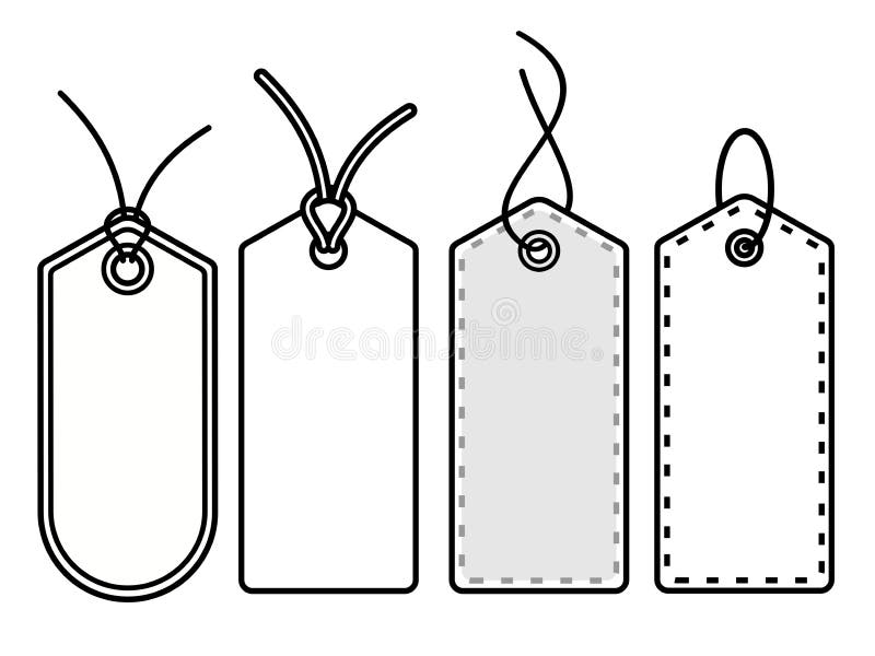 Set of Price Tags Simple Black and White Icons. Vector Illustration ...