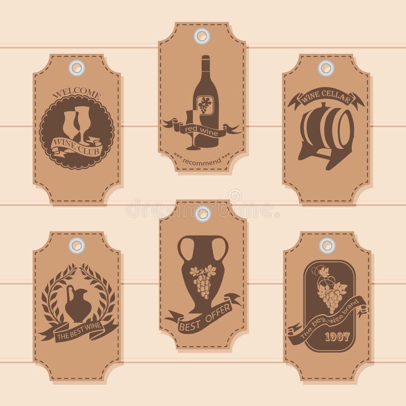 A Set of Price Tags, Tags for the Decoration of Wine. Vector Stock ...