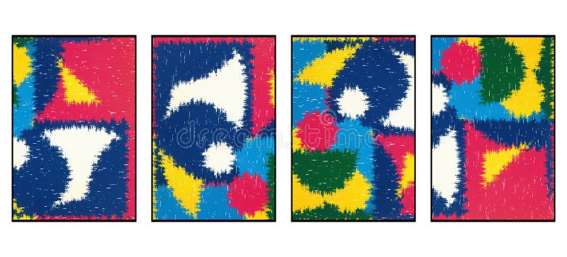 Set of 4 Printable Abstract Art. Art Brush Elements with Contemporary ...