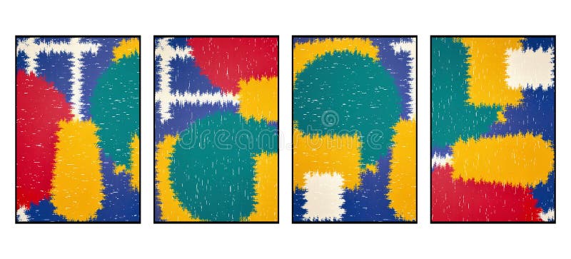 Set of 4 Printable Abstract Art. Art Brush Elements with Contemporary ...