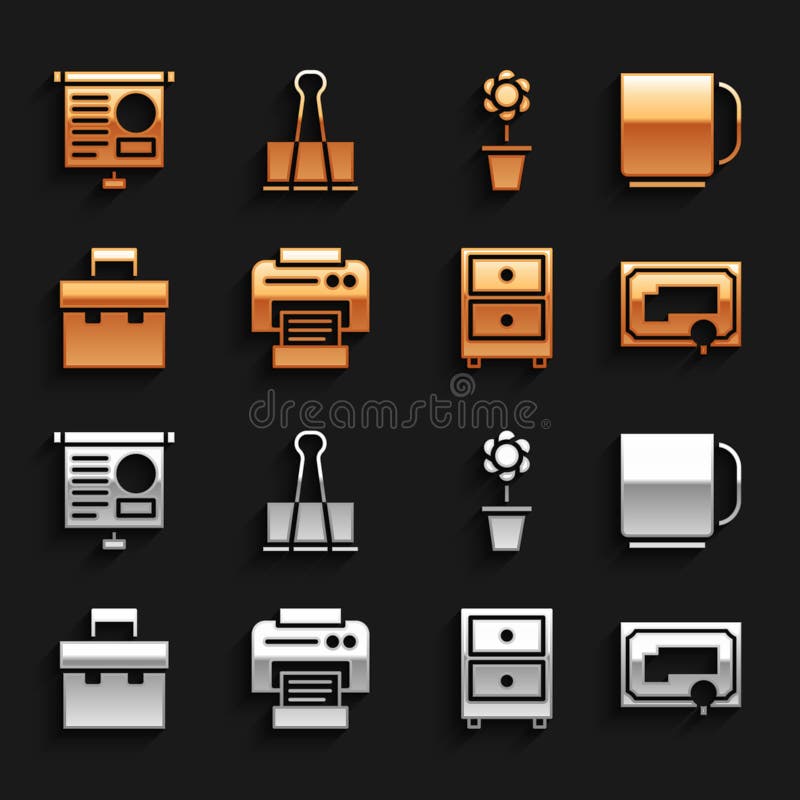 Set Printer, Coffee Cup, Certificate Template, Drawer with Documents ... Set Printer, Coffee Cup, Certificate Template, Drawer with Documents ...