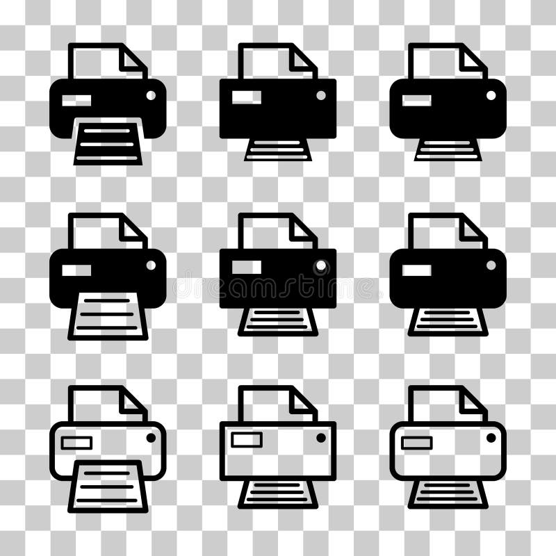 Set of Printer Document Web Icon, Printout Machine Technology Flat Sign ...