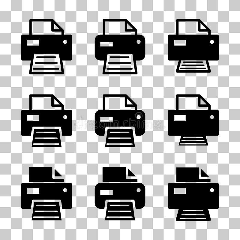 Set of Printer Document Web Icon, Printout Machine Technology Flat Sign ...