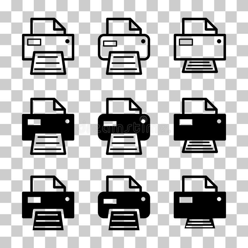 Set of Printer Document Web Icon, Printout Machine Technology Flat Sign ...