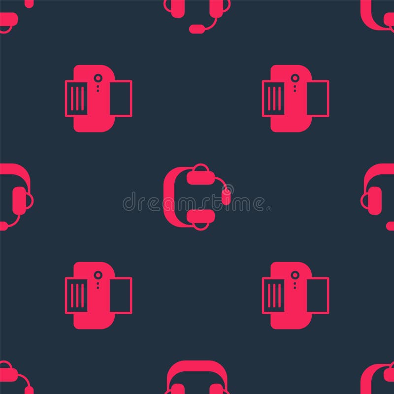 Set Printer and Headphones on Seamless Pattern. Vector Stock Vector ...