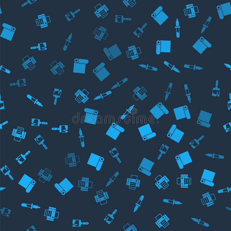 Set Printer, Roll of Paper, Pipette and Paint Brush on Seamless Pattern ...