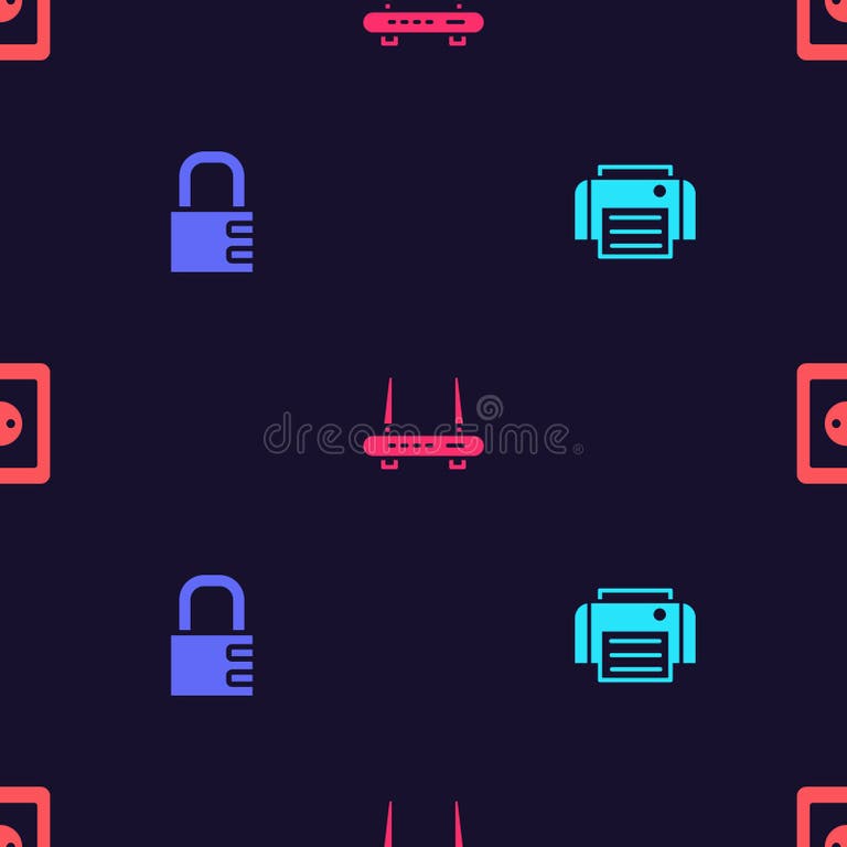 Set Printer, Safe Combination Lock, Router and Wi-fi Signal and ...