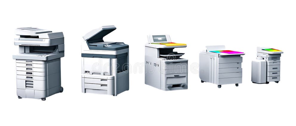 Set of Printers in Five Different Poses on Transparent Background for ...