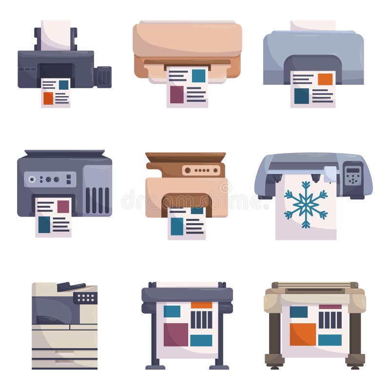 Set of Printers and Plotters, Modern Machines, Technics for Printing ...