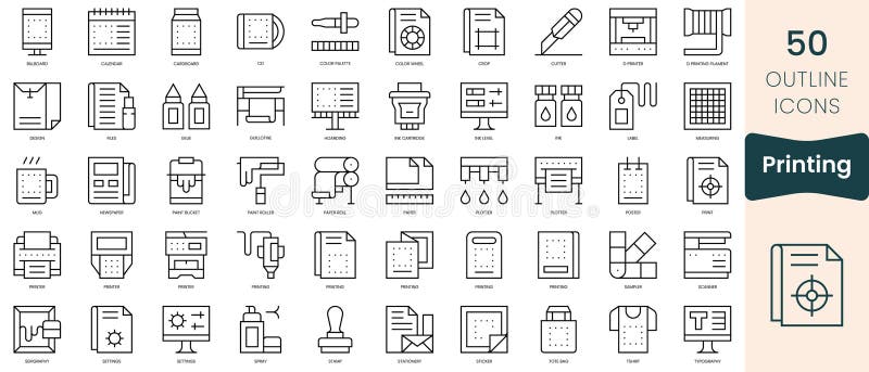 Set of Printing Icons. Thin Linear Style Icons Pack Stock Vector ...