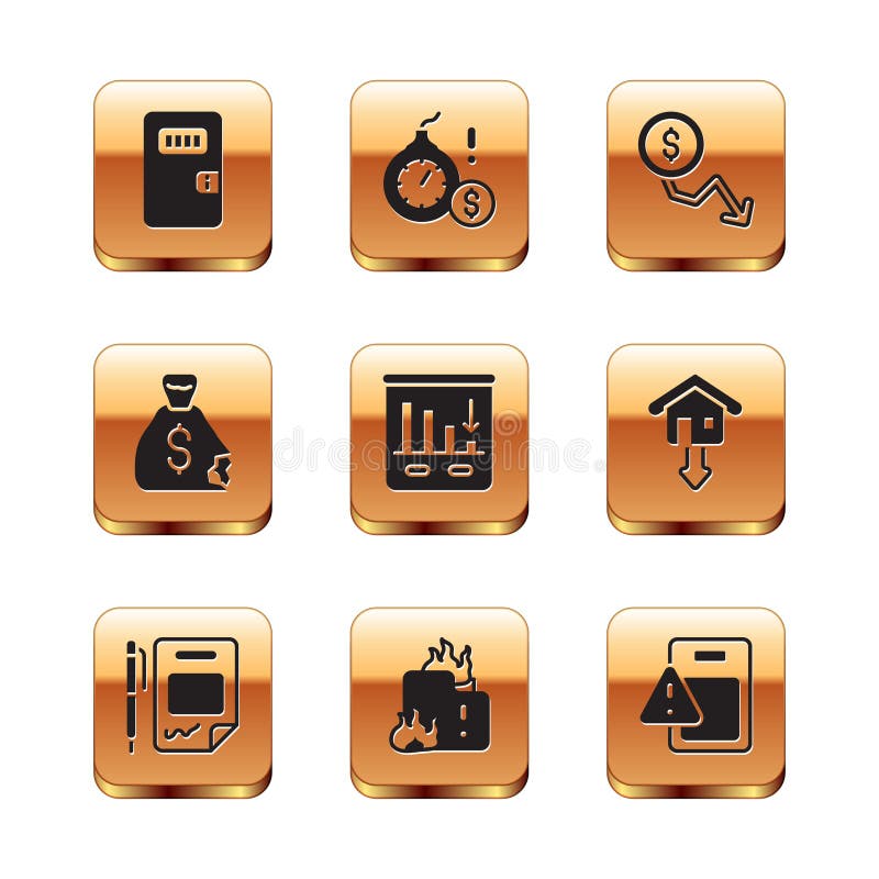 Set Prison Cell Door, Contract Money and Pen, Fire in Burning House, Pie Chart Infographic ...