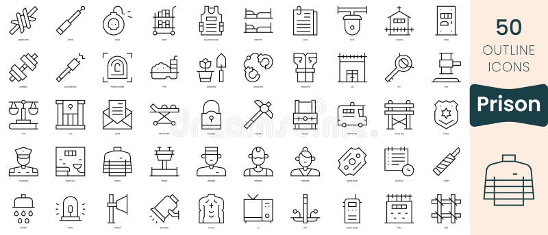 Set of Prison Icons. Thin Linear Style Icons Pack Stock Vector ...