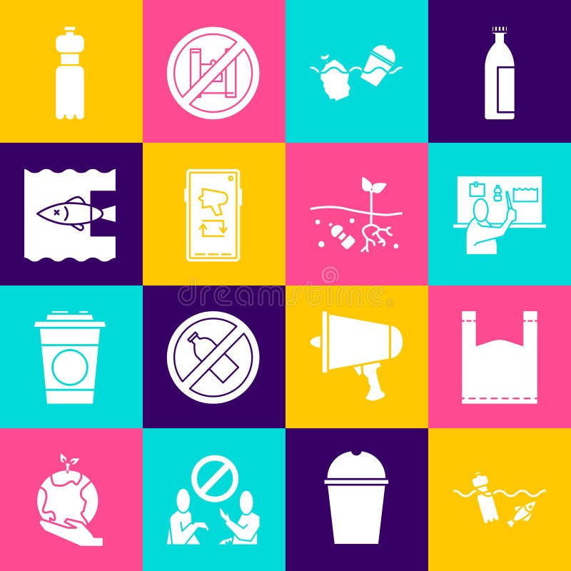 Set Problem Pollution of the Ocean, Plastic Bag, Stop Plastic ...