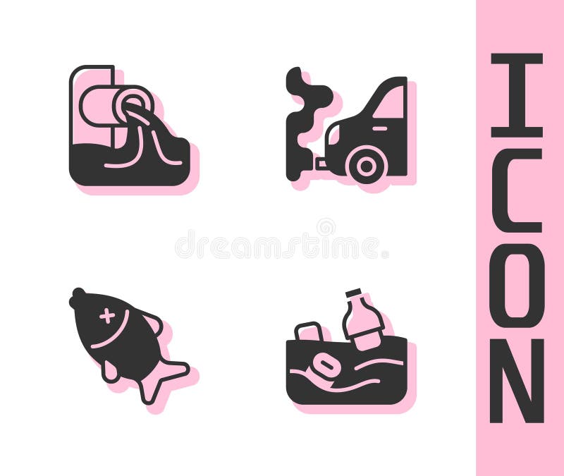 Set Problem Pollution of the Ocean, Wastewater, Dead Fish and Car ...