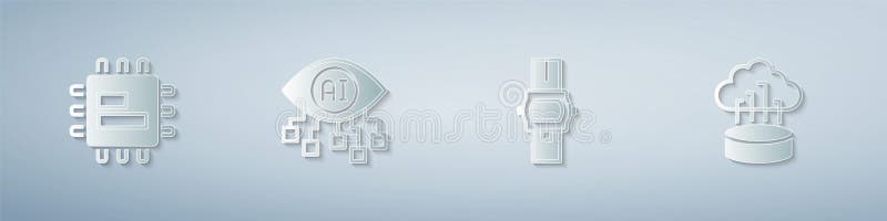 Set Processor CPU, Computer Vision, Wrist Watch and Network Cloud ... Set Processor CPU, Computer Vision, Wrist Watch and Network Cloud ...