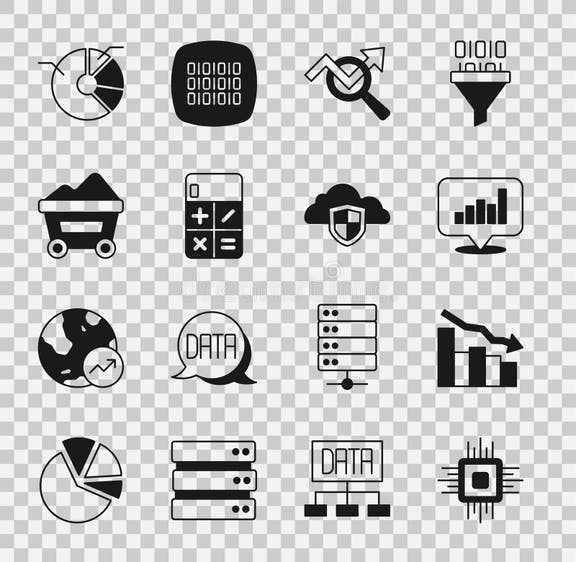 Set Processor CPU, Financial Growth Decrease, Pie Chart Infographic, Search Data Analysis ...