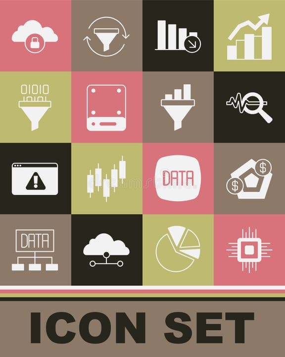 Set Processor CPU, Financial Growth, Search Data Analysis, Decrease, Server, Binary Code, Cloud ...