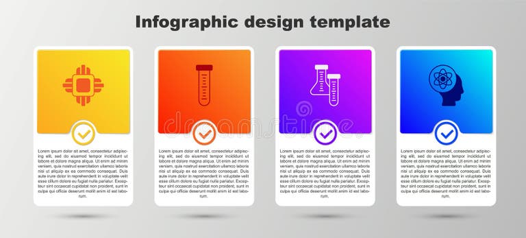 Set Processor CPU, Test Tube, and Atom. Business Infographic Template ...