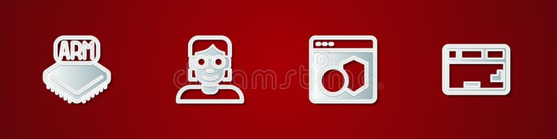 Set Processor Hacker Coder Software And Keyboard Icon Vector Stock