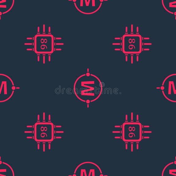 Set Processor with Microcircuits CPU and Electric Circuit Scheme on Seamless Pattern. Vector ...