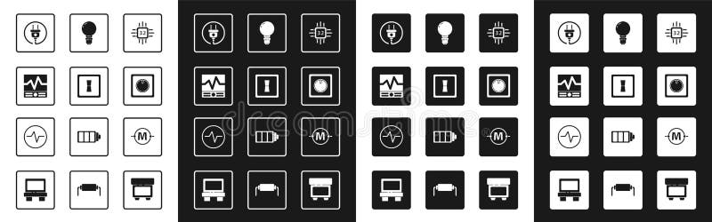 Set Processor with Microcircuits CPU, Electric Light Switch, Electrical ...