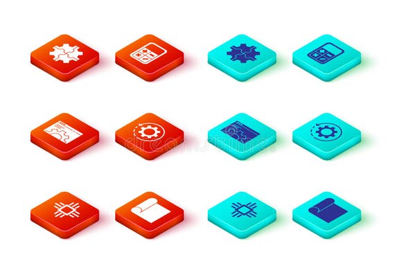 Set Processor with Microcircuits CPU, Graphing Paper for Engineering, Browser Setting, Gear and ...