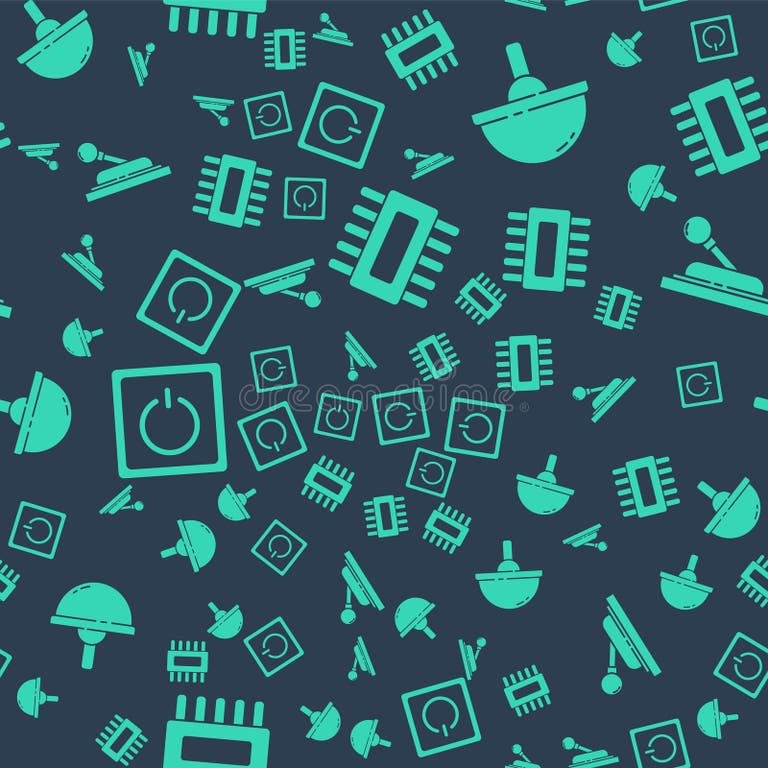 Set Processor with Microcircuits CPU, Light Emitting Diode, Electric Light Switch and Electrical ...